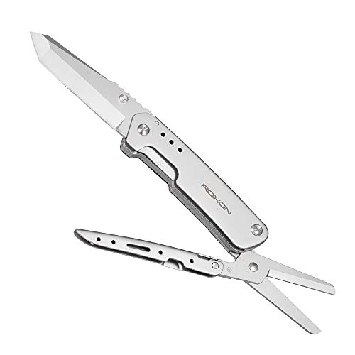 Roxon S501 Folding Pocket Knife and Scissors 2 in 1 Must-have at Home EDC Multi tool with Belt Clip, Perfect for Housework, Rescue, Hunting, Survival, Fishing, Hiking, Camping