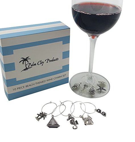 Palm City Products Deluxe Wine Charm Set β 28 Pieces Total includes Beach, Wine Lover, and World Traveler Themes