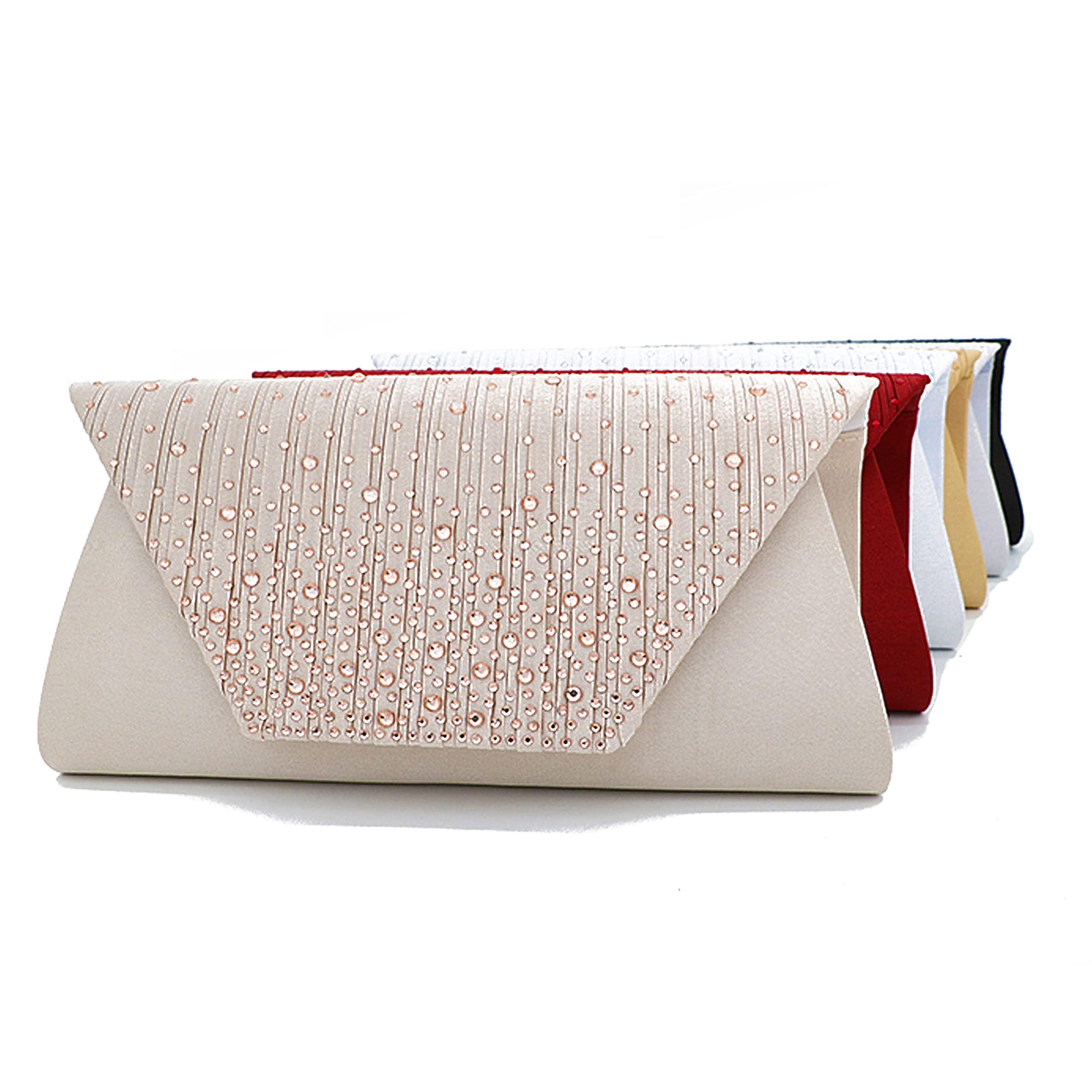 JIAJIA 265 Women's Purses Handbags Envelope Clutch Crossbody Bags Classic Rhinestone Shoulder Evening Bag,Apricot