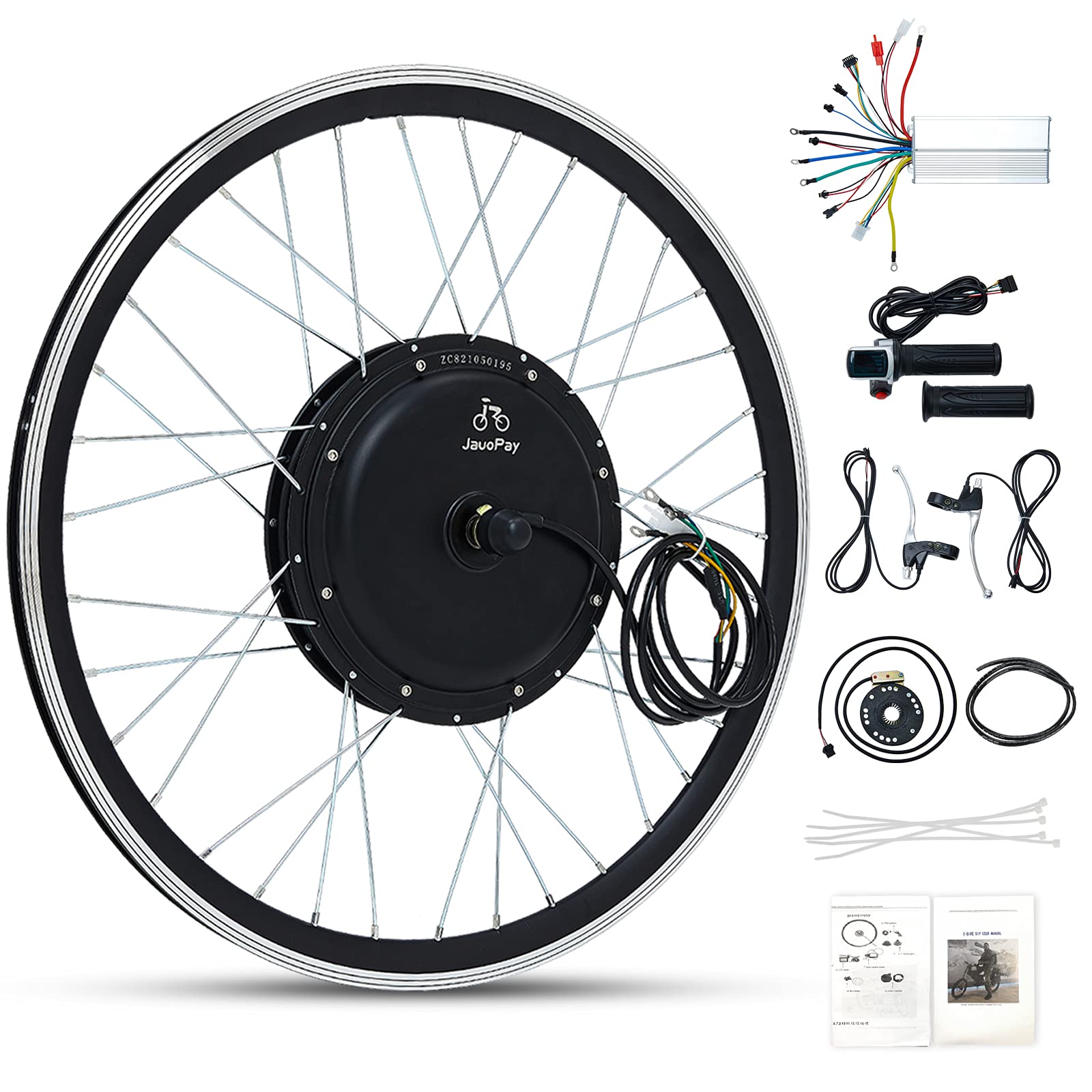 JauoPay 48V 1000W Electric Bicycle Conversion Kit 26" E-Bike Front Hub Motor Wheel 28mile/h (45km/h) High Speed Brushless Gearless Hub Motor Kit
