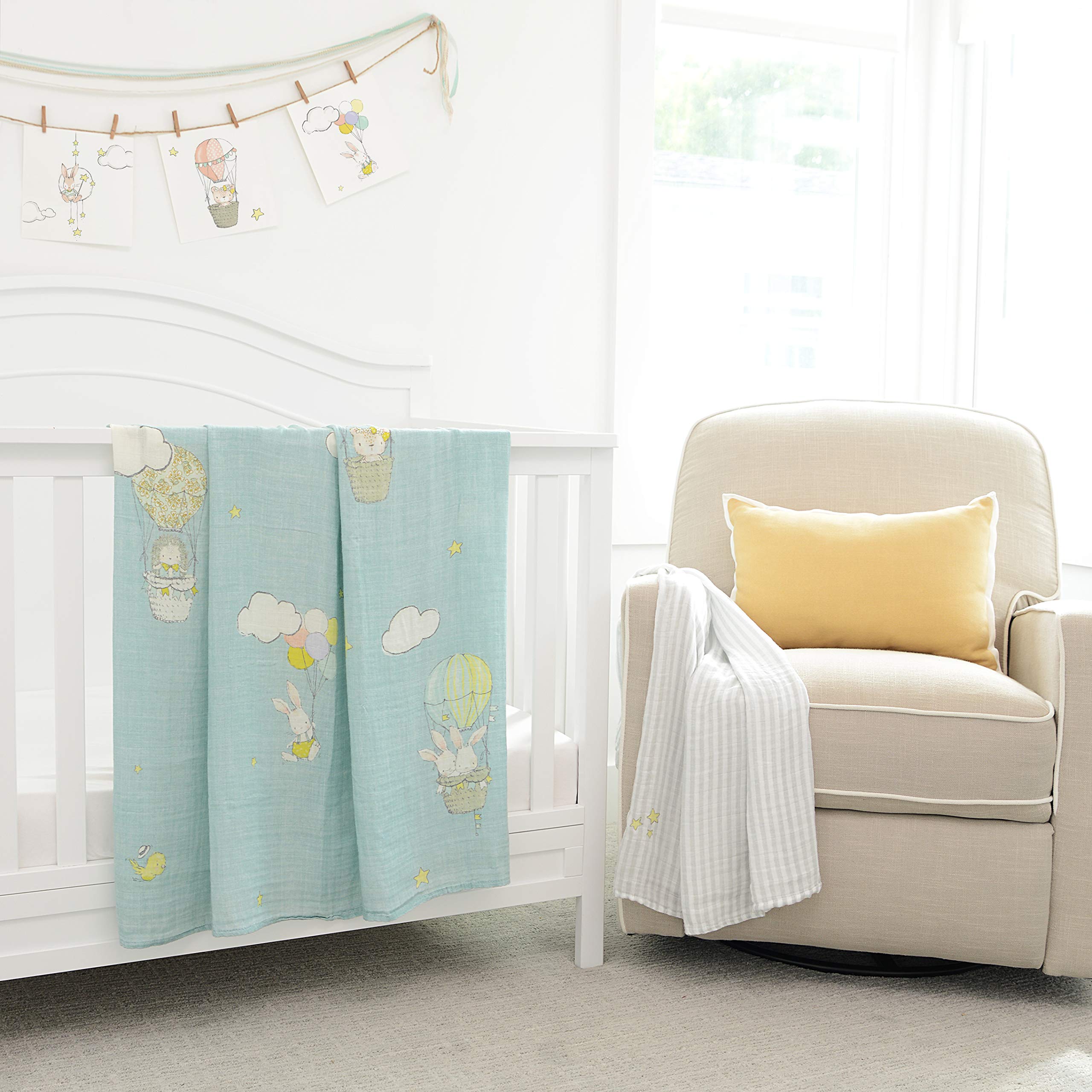 PrimaStella Bamboo & Cotton Baby Swaddle Blanket β Soft, Breathable Muslin (Stripes Grey)