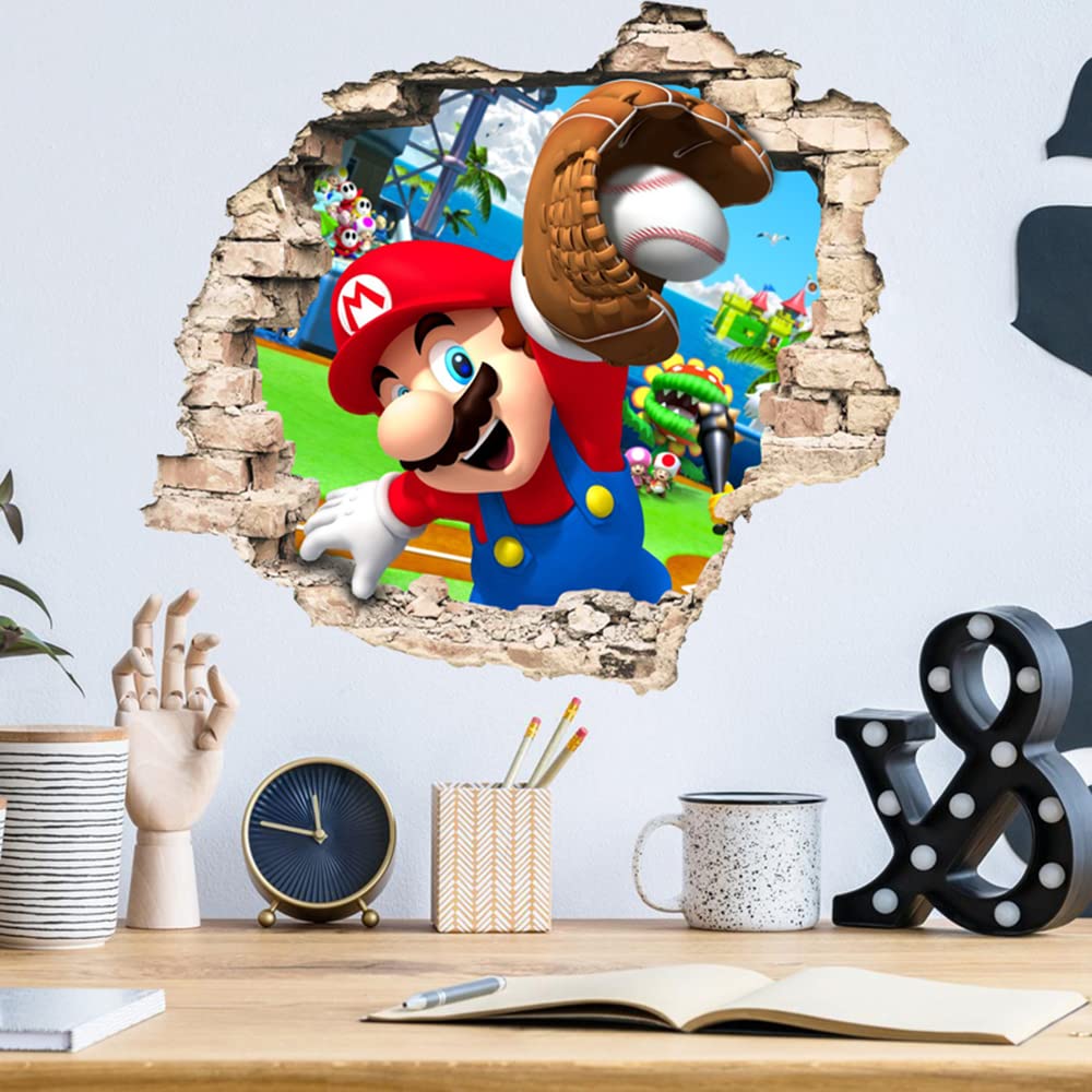 Super Mario Game Wall Stickers Boys Funny 3D Vinyl Stickers Nursery Kindergarten Decoration Cartoon Poster Wallpaper