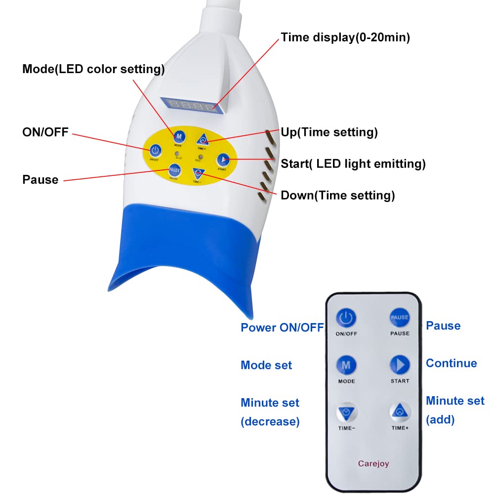 Teeth Whitening Light, Teeth LED Whitening Lamp Bleaching with Remote Control Blue/Red/Purple Light 3 Colors (US Warehouse)