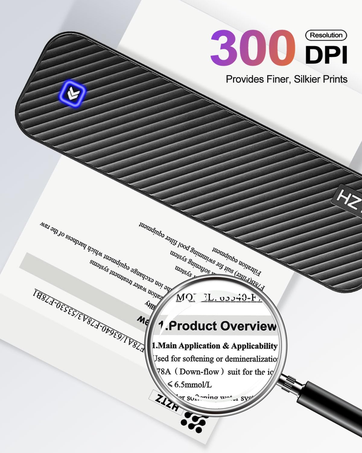 SLCZCZ Portable Printer for Travel, Bluetooth Thermal Printer, Inkless Printing Support 8.5"X11" US Letter/A4/A5 Thermal Paper, Compatible with Android & iOS Phone/Laptop with 1 Roll 210mm Paper