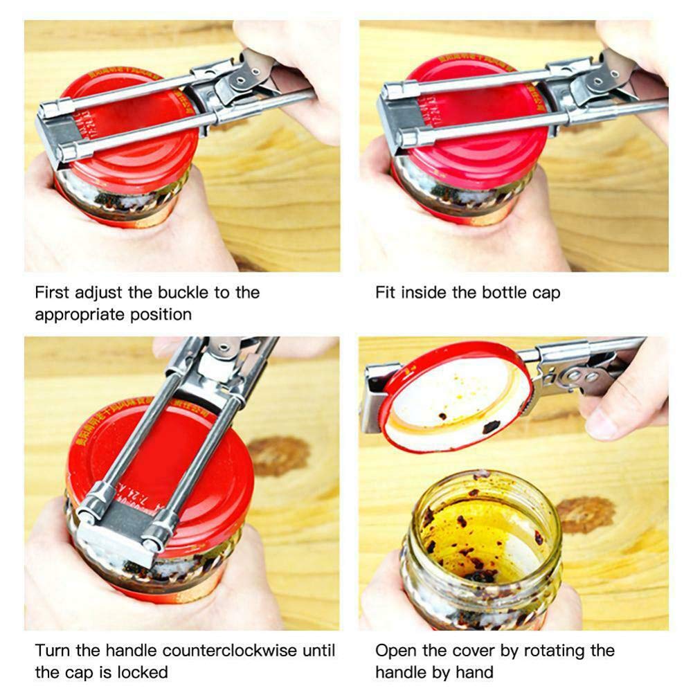 MSKJ Master Opener Jar & Bottle Opener Multifunctional Adjustable Stainless Steel Can Opener