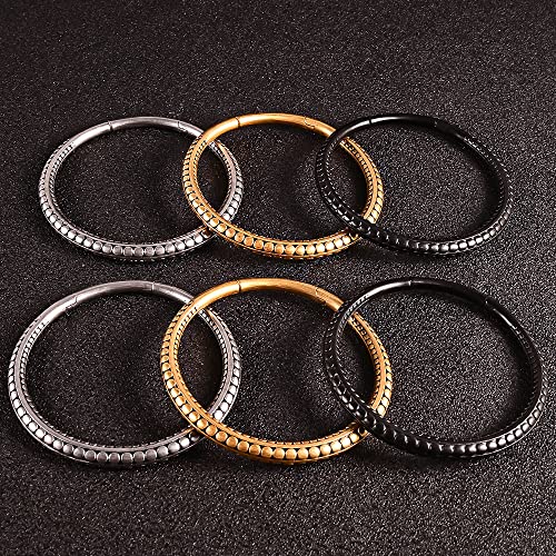 Maxbott 2 PCS Stainless Steel Retro Circle Ear Hanger Weights for Stretched Ears Gauges Plugs Body Piercing Jewelry (6G (4mm), Gold)
