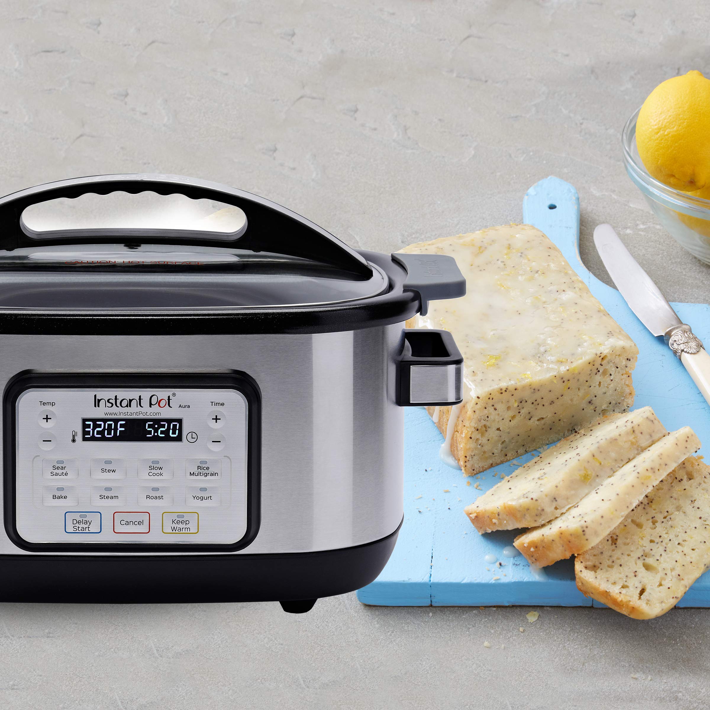 Instant Pot Aura 10-in-1 Multicooker Slow Cooker, 10 One-Touch Programs, 6 Qt, Silver (AURA 6Qt)