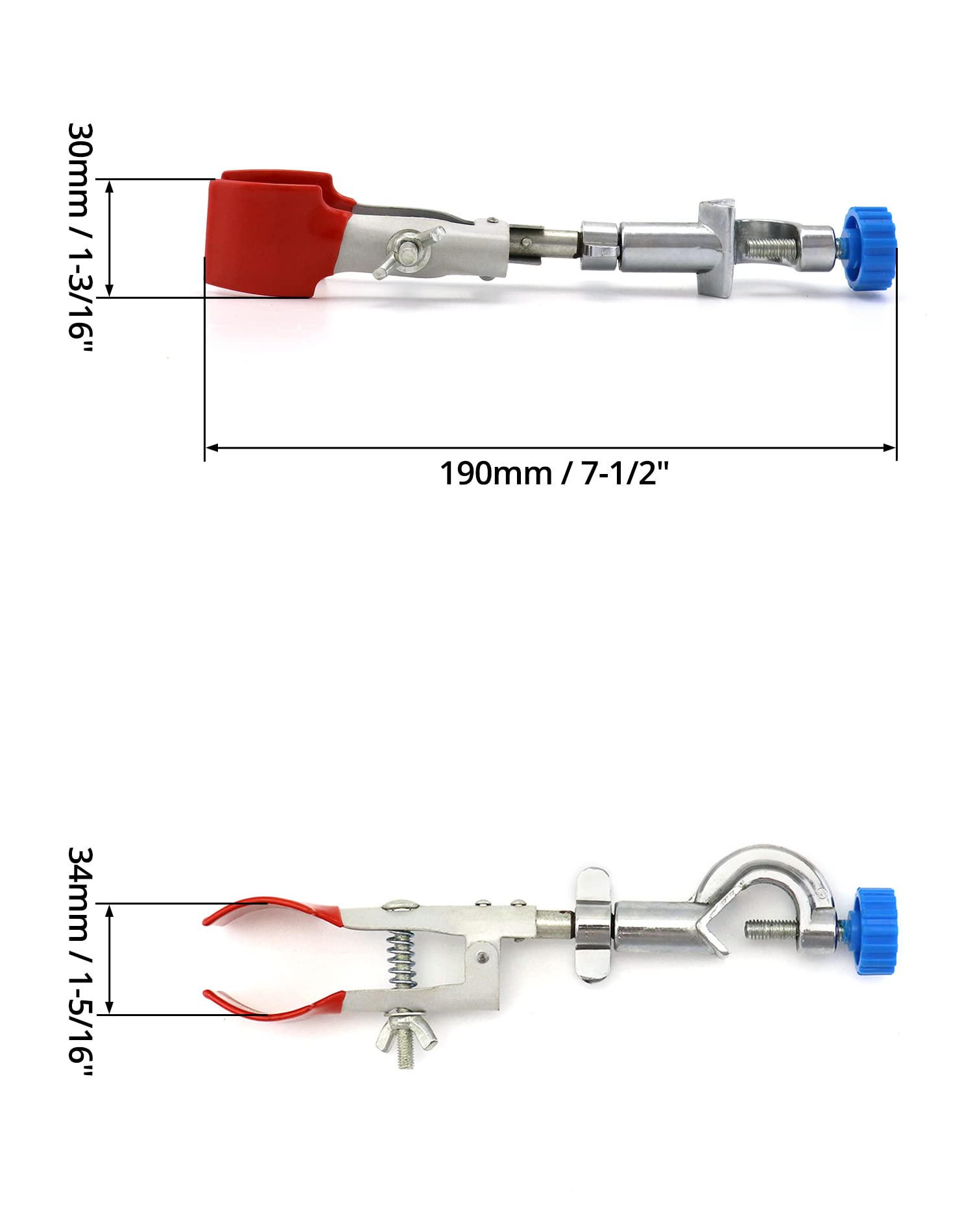 QWORK Lab Clamp, 2 Pack, Cork Lined Prongs, Burette, Flask, Beaker Clamp, Holds Objects up to 1.75" [45mm], Labs Universal Clamp (Rods up to 0.7" Diameter)