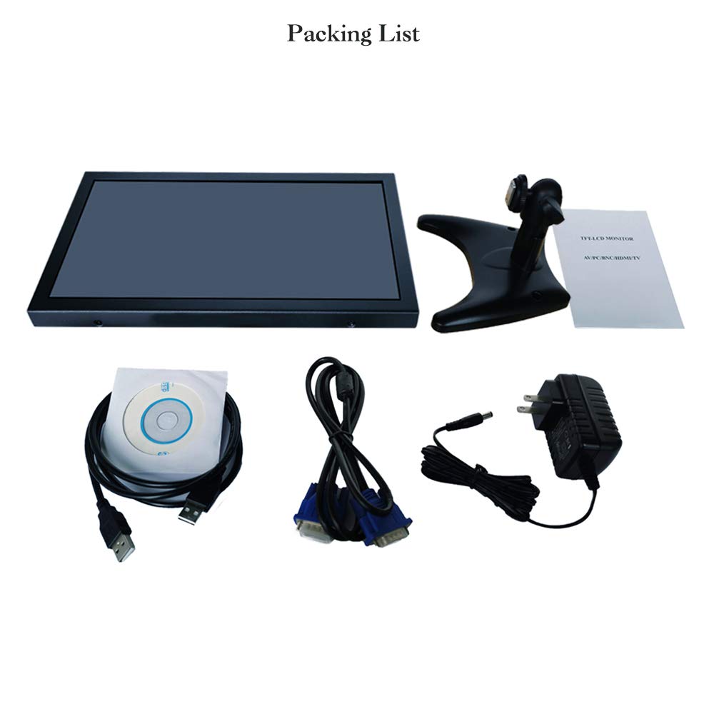 iChawk 10.1" inch Monitor 1280x800 16:10 Widescreen HDMI-in VGA USB Metal Shell Support Linux Ubuntu Raspbian Debian OS Resistive Touch Monitor LCD Screen PC Display with Built-in Speaker W101MT-59RL