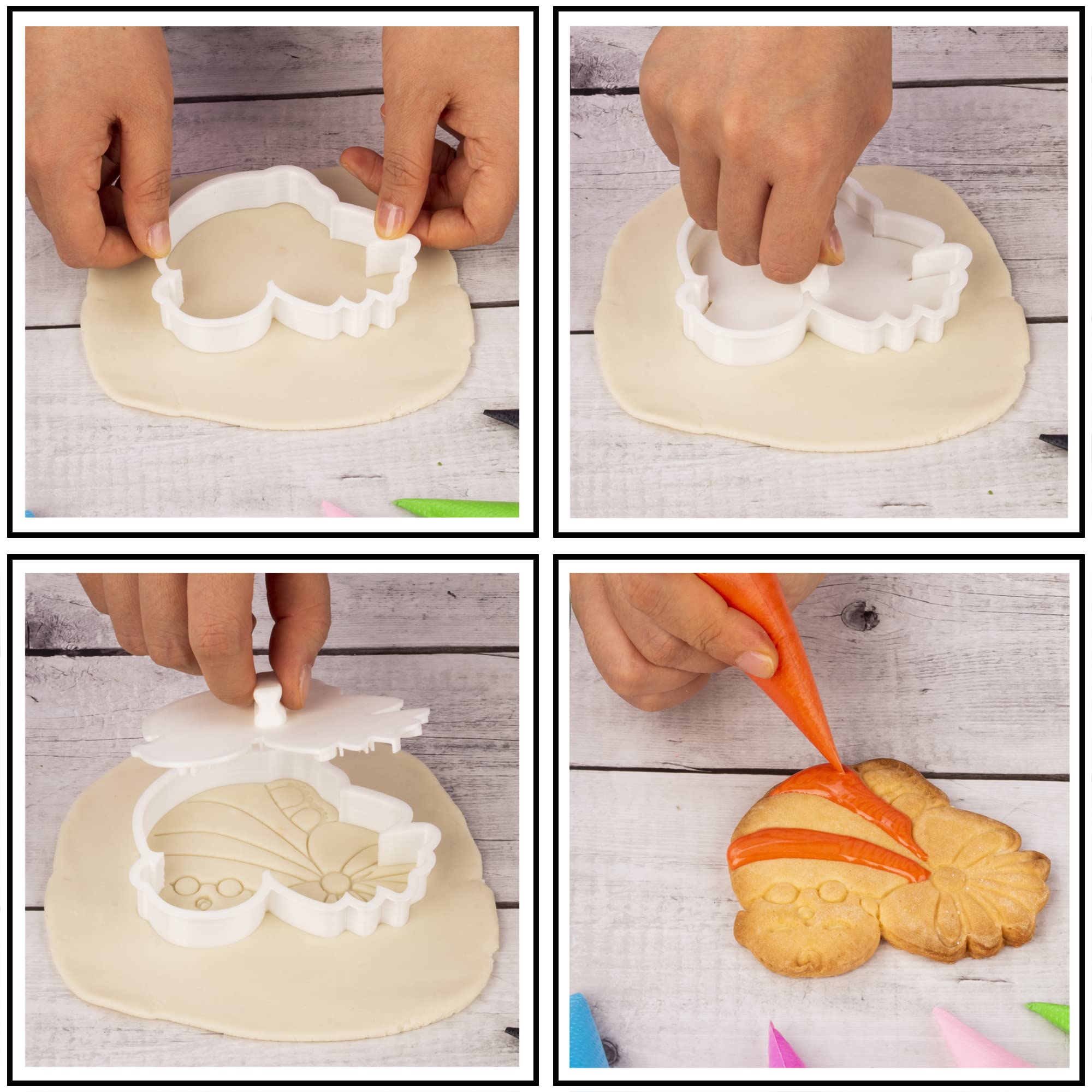 Mostop Bus Cookie Cutters with Stamper, 3D Transportation Vehicle Cookie Mold for Candy Chocolate Biscuit Pastry Cheese Baking Molds
