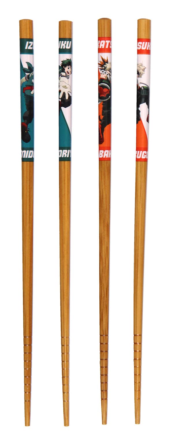 My Hero Academia Set Of 4 Collectible Anime Bamboo Chopsticks 8.85 Inches Long Gift Set
