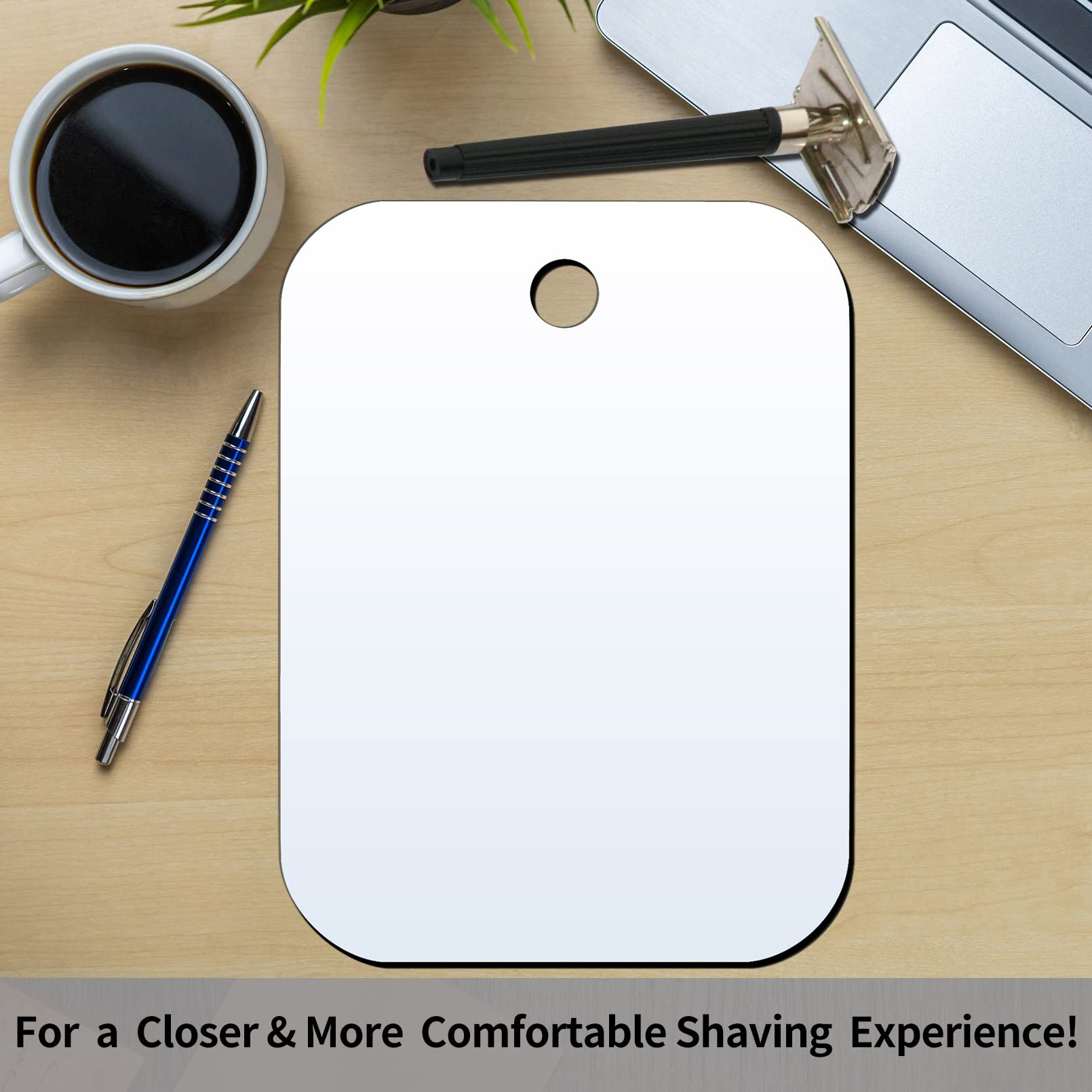 SHATTER MIRROS 2 Pack Shower Mirror Fogless Shaving, 8''x6''Medium Wall Camping, Frameless Portable Hanging Travel Mirrors, Handheld Locker, Makeup Plastic, Anti Fog Free Shave, Bathroom, Silver