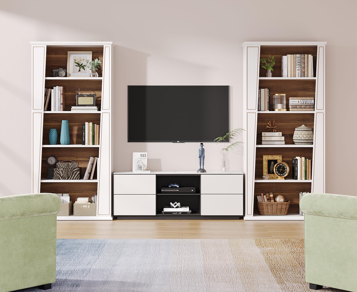 Tribesigns 70.9" Tall White Bookcase, 5-Tier Wood Bookshelf with Storage Shelves, Modern Free-Standing Library Book Shelving Unit for Living Room, Home Office (1)
