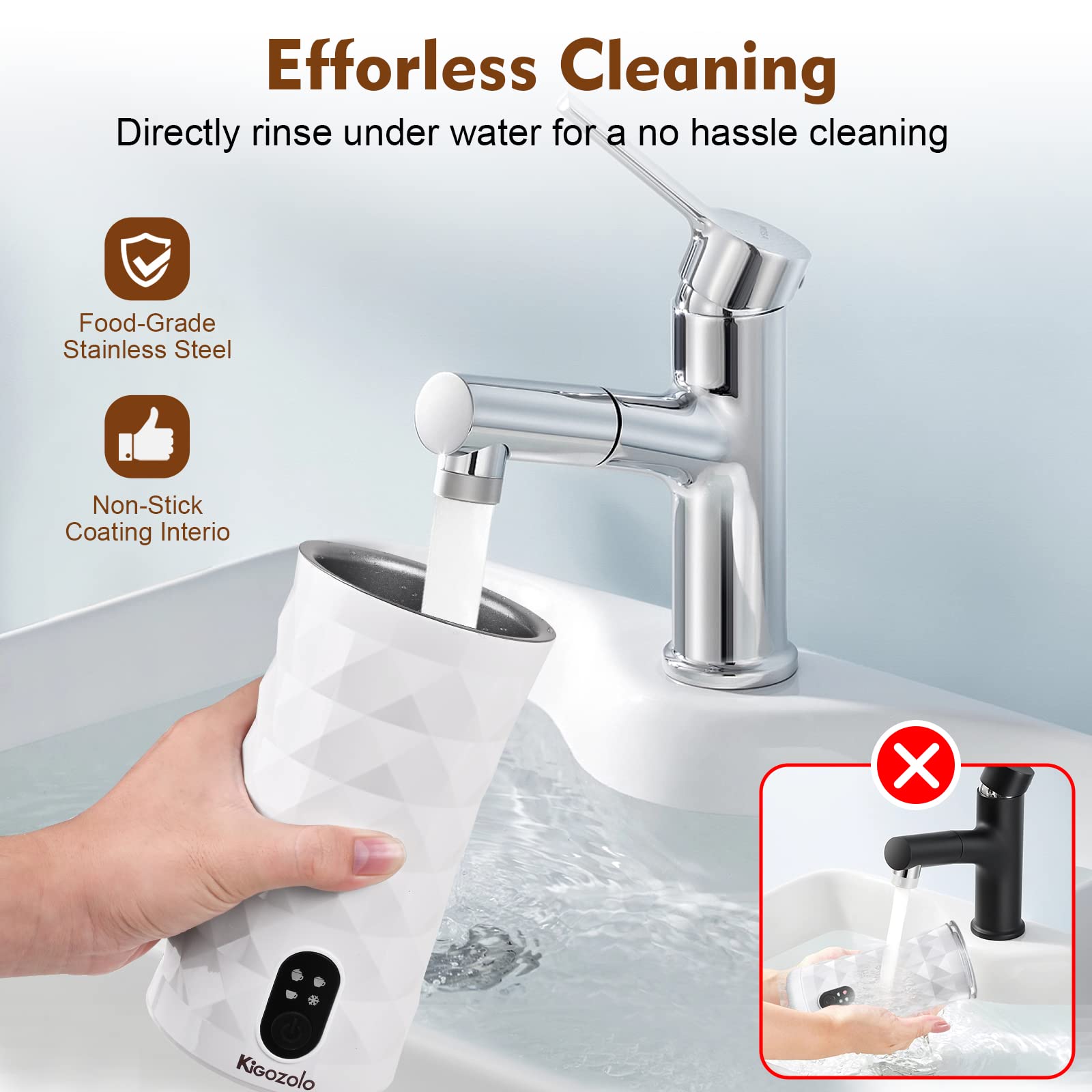 Milk Frother Electric Coffee Steamer Frother with 4 in 1 Quiet Operation,Effortless Foam,Unique Diamond Design,Temperature Control, and Auto Shut-Off Perfect for Coffee Lovers(white)