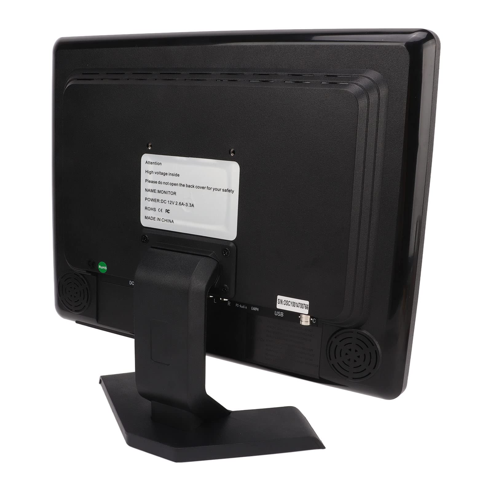 Qinlorgo USB VGA AV BNC DC Input Monitor, 100-240V Easy Install 15 Inch TFT LCD Monitor with Clear Image for PC (US Plug)