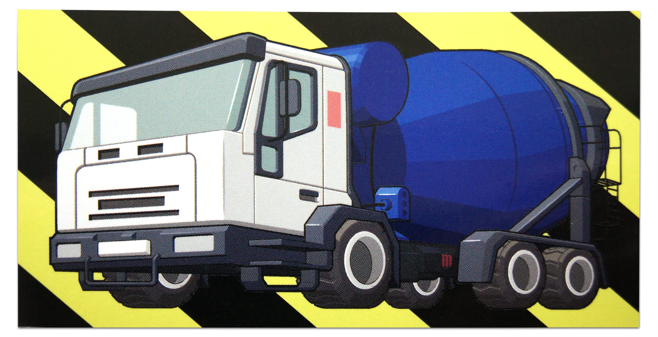 Novel Merk Construction Themed Small Rectangle Magnets Set Party Favors in Classic Dump Truck, Digger, Bulldozer, & Cement Truck Designs (12)