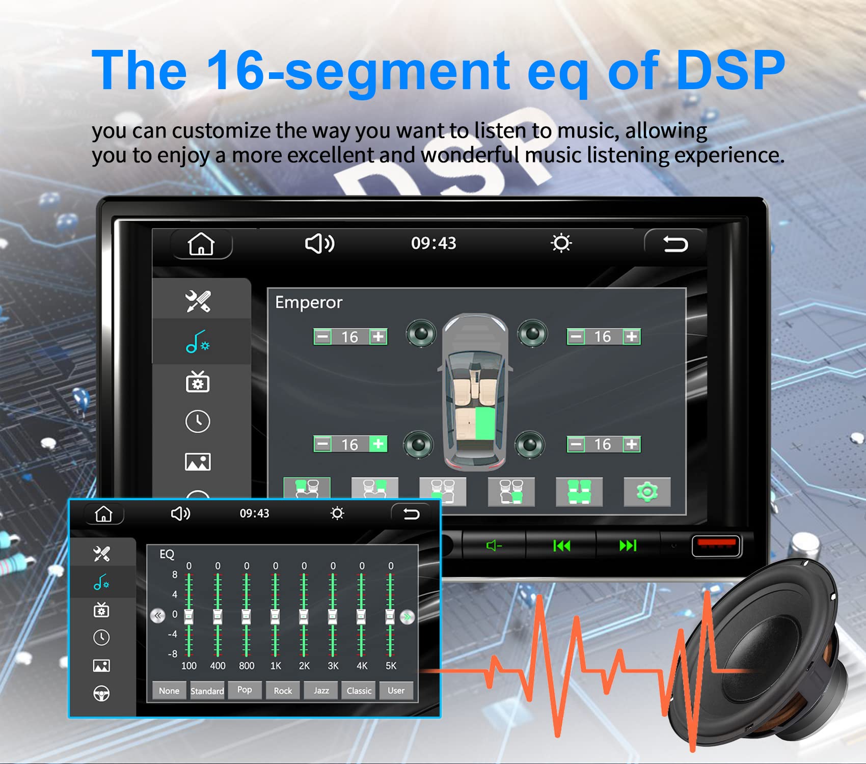 MAXIMACA TH0018 2-Din Car Audio Receiver, Bluetooth 5.2, 1280x720 Touchscreen, 4x52W Output, Android and iOS Compatible