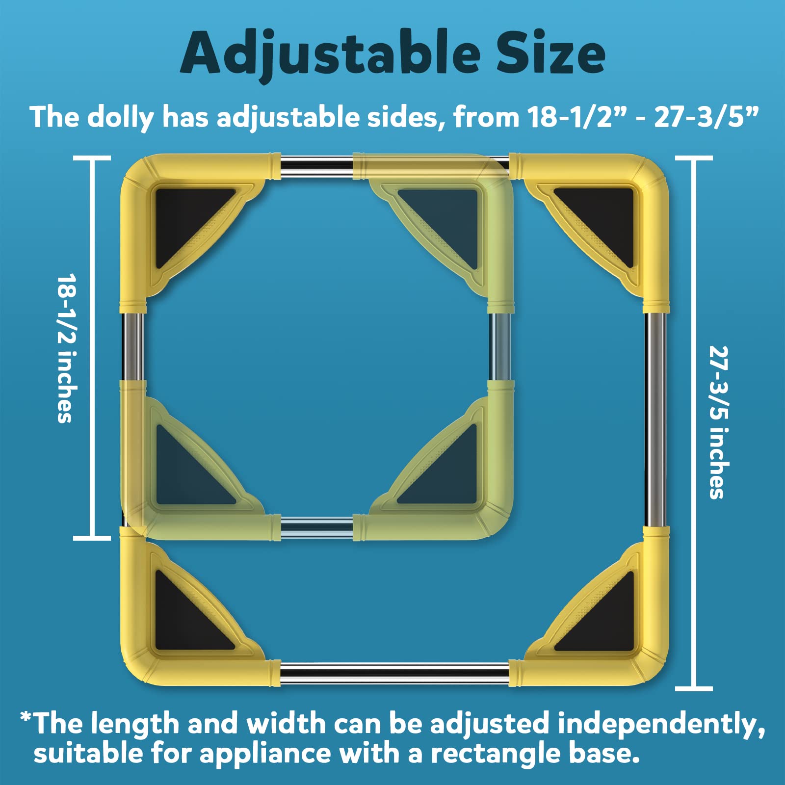 Telescopic Furniture Dolly with 4 Lockable Swivel Wheels, Weight Capacity:300 LBS, Yellow/Grey