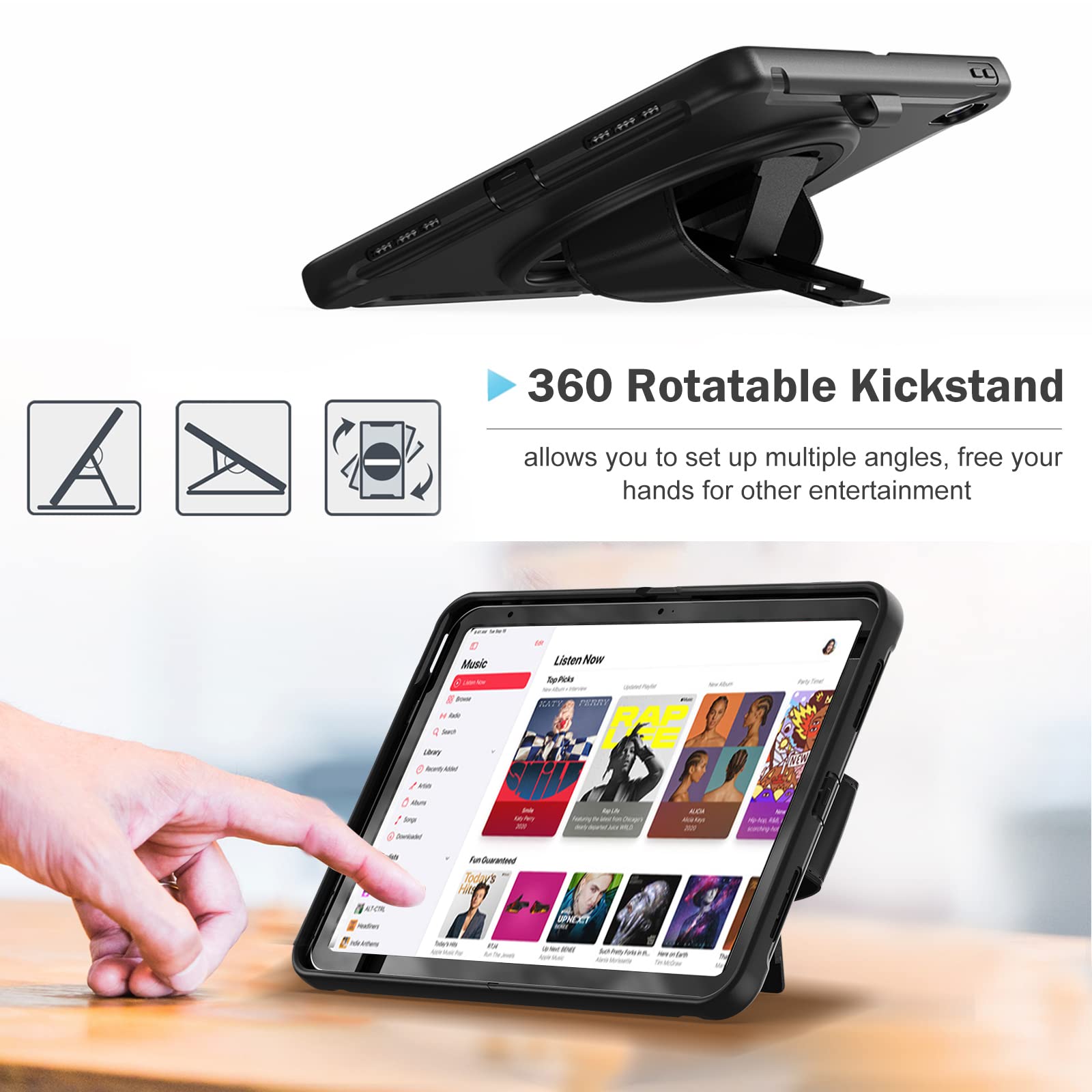 ProCase for iPad 10th Generation 10.9 Inch Case 2022 with Pencil Holder, 360 Rotatable Rugged Heavy Duty Shockproof Cover Case with Kickstand Hand Strap for iPad 10 -SkyBlue