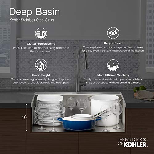KOHLER K-80084-2PC-NA Task Kitchen Sink, 33"