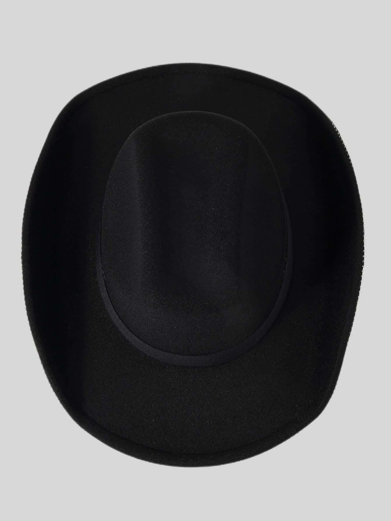 QWINEE Western Cowboy Hat Cowboy Hat with Rhinestone Tassel Decor Halloween Cow Fedora Hat Costume Accessories for Women Men Black one-Size