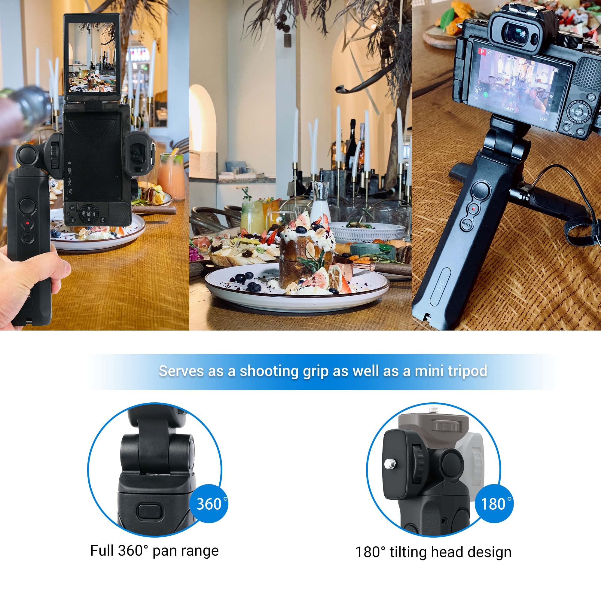 JJC 3 in 1 Mount Adapter Kit Cell Phone Clip Clamp Mini Extension Pole Tripod Stand Action Camera Video Vlog Holder for GoPro Hero9 Hero8 7 6 iPhone Samsung Galaxy Sony ZV-E10 ZV-1