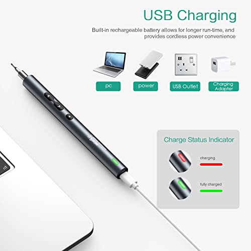 ORIA Mini Electric Screwdriver, 51 in 1 Cordless Power Precision Screwdriver Set with 48 Bits, Small Electric Screwdriver with USB Charging, LED Light, Handy Repair Tool for Smartphones,Toys, PC