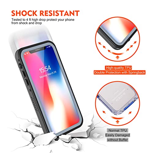 OUNNE iPhone X Case-iPhone Xs Case, Waterproof Dustproof Shockproof Case for iPhone X/Xs, Full Body Protection Cover with Built-in Screen Protector, iPhone X/Xs Waterproof Case