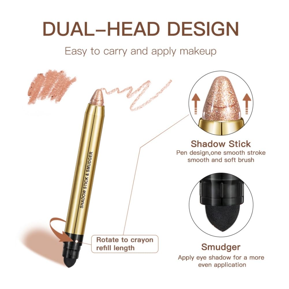 Lucoss 6PCS Cream Eyeshadow Stick, Shimmer Eye Shadow Stick Waterproof Eyeshadow Pencil Long Lasting Glitter Eyeshadow Sticks for Women Eyes Makeup Easy to Wear