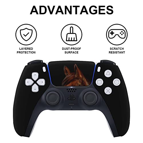 Portrait Horse on Black Full Protective Skin Cover Design Wrap Decal Sticker Compatible with PS5 Digital Edition Console and Controller