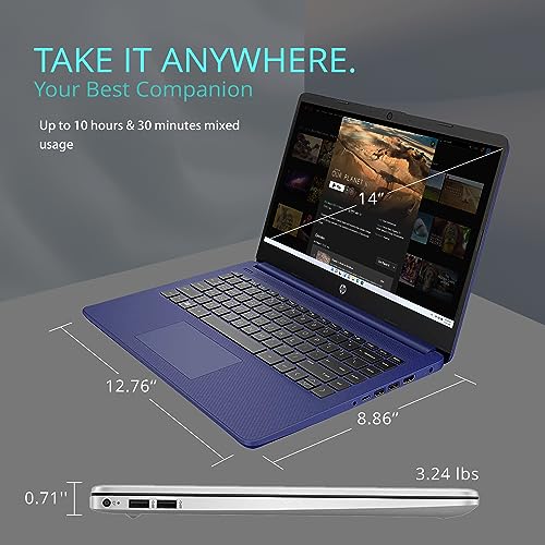 HP 14” HD Touchscreen Laptop, AMD Ryzen 7-5700U, 16GB RAM, 1TB PCIe SSD, AMD Radeon Graphics, HD Webcam, WI-FI 6, Bluetooth, HDMI, Blue, Windows 11, 32GB USB Card