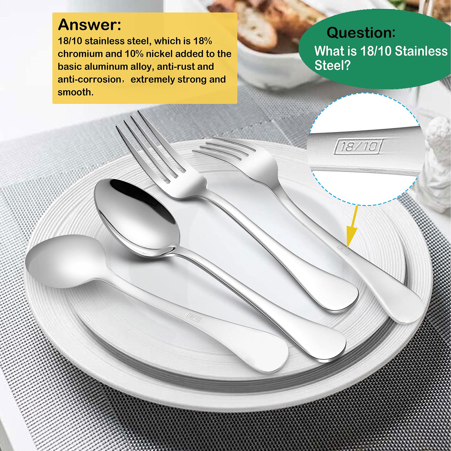 LIANYU Silverware 18/10 Stainless Steel, 18/10 Flatware Cutlery Set Service for 8, 40-Piece Eating Utensils Tableware Set for Restaurant Wedding, Dishwasher Safe, Mirror Polished