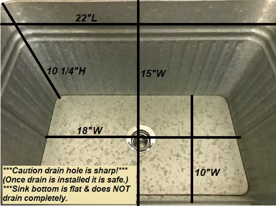 Rectangle Rustic Sink Galvanized Farmhouse Tub & (Jug Faucet)