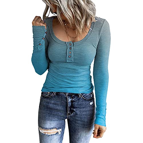Sweatshirt for Women Plus Size Autumn Sweatshirt Tops Lightweight Breathable Shirt Relaxed Fit Tee Blouse Outdoor Pullovers C-Blue