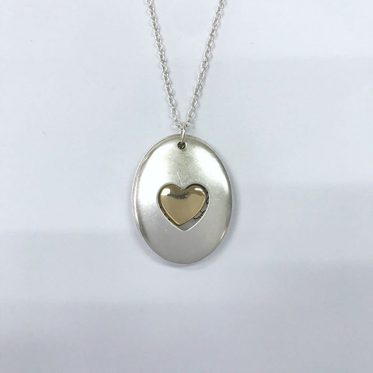 New Matte Silver Plated Tone Heart Charm Oval Shape Double Layer Pendant Long Necklace NECK0966ALI