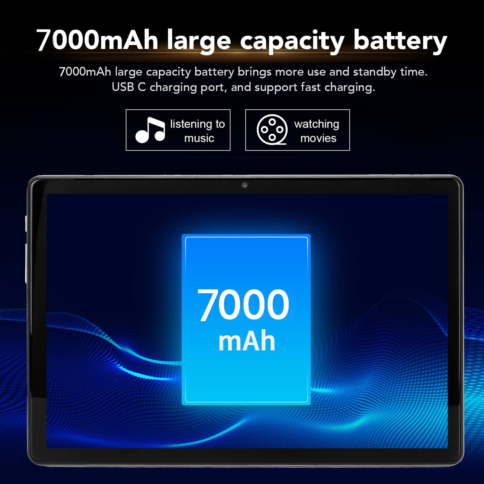 ICRPSTU 2 in 1 Tablet, 10.1 Inch Tablet 8GB 256GB 8MP 16MP 100โ240V 4G Network USB C Charge with Keyboard to Work for Android 12 (US Plug)