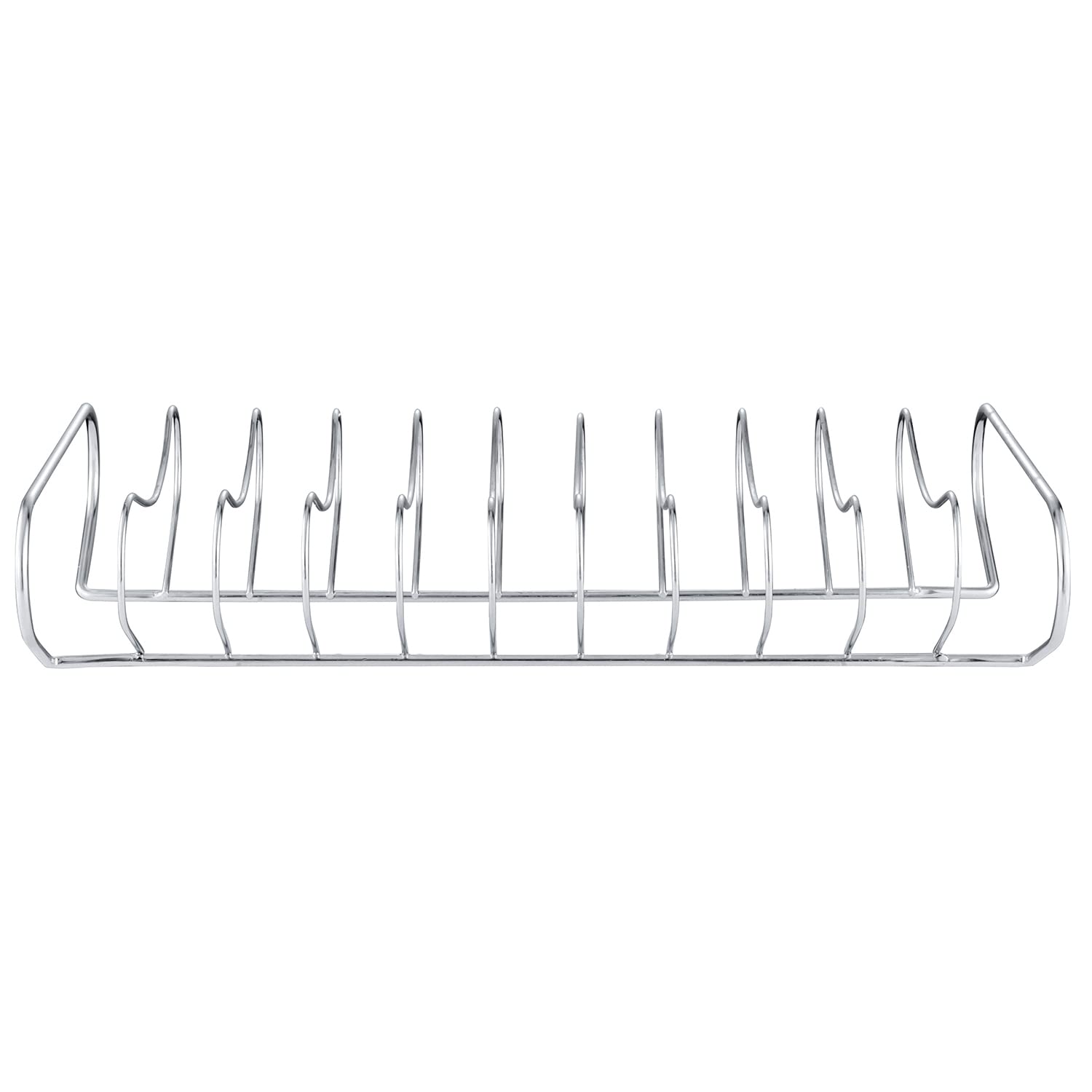 MyGift Chrome Plated Silver Metal Dinner Plate Storage Rack Organizer and Drying Rack, Holds up to 21 Dinner, Salad, and Dessert Round Plates - Made in Taiwan