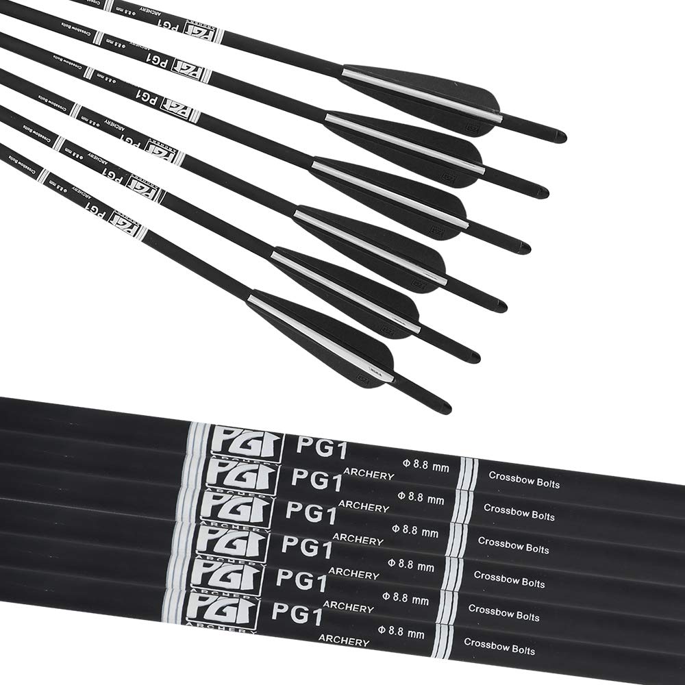 PG1ARCHERY Carbon Crossbolt 20 Inch Hunting Archery Arrows with Moon Nocks and Removable Tips (Pack of 12) (Red Black)
