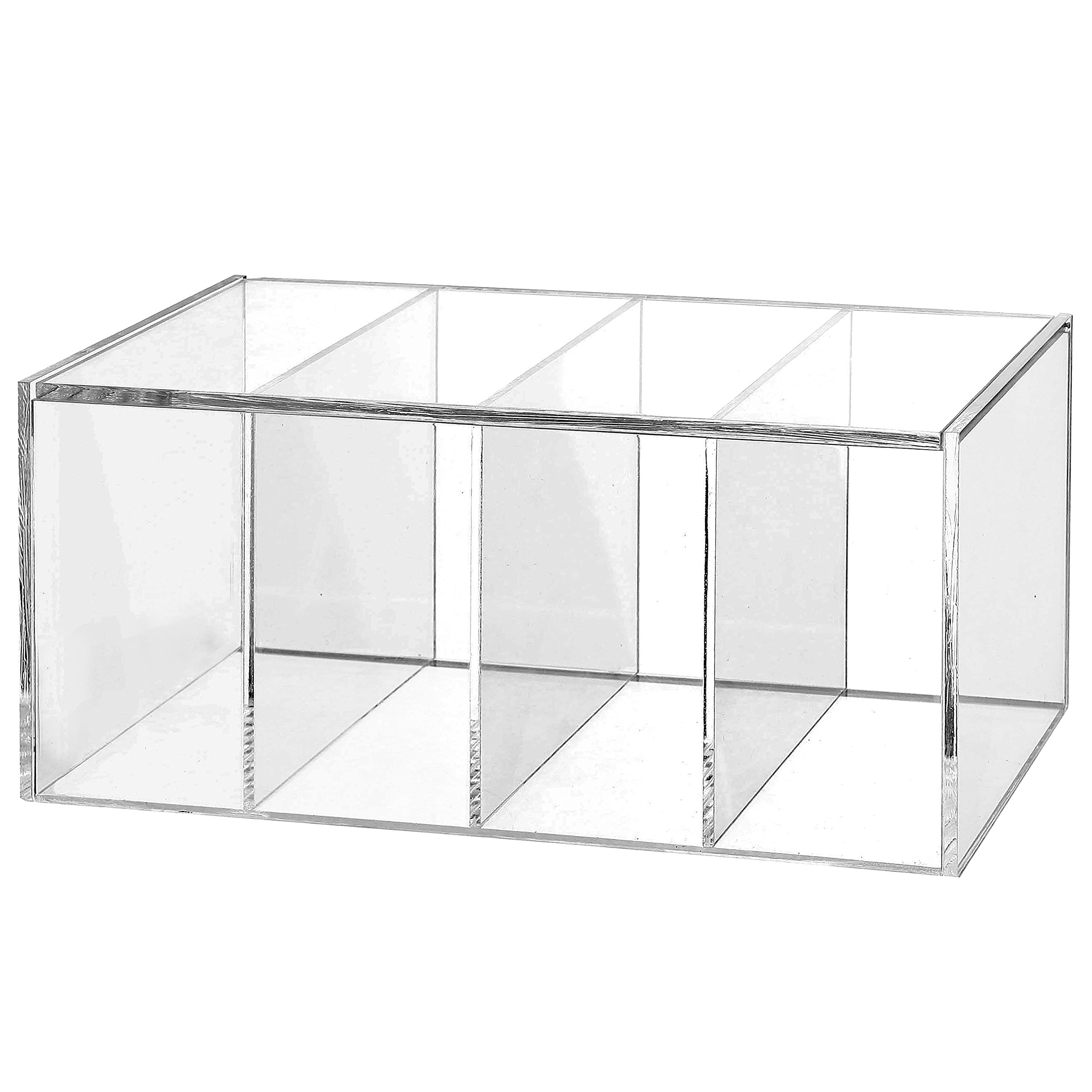 MyGift Deluxe Clear Acrylic Coffee Pod Holder, Coffee Bar Accessories Organizer with 4 Compartments and Hinged Lid