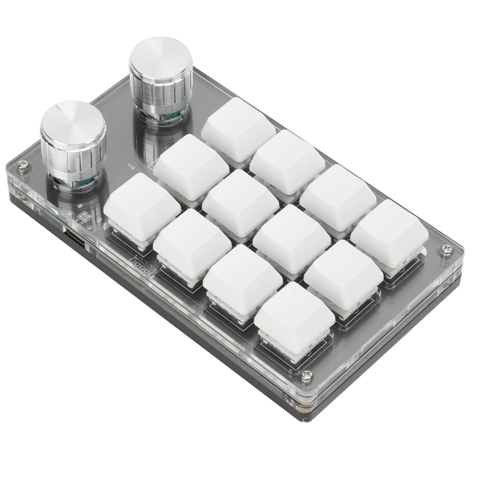 Mini 12 Key Keypad Mechanical Keyboard, RGB Multifunction DIY Programmable Keypad, One Handed Macro Mechanical with Adjustment Knob for Office Gaming Lab(White)
