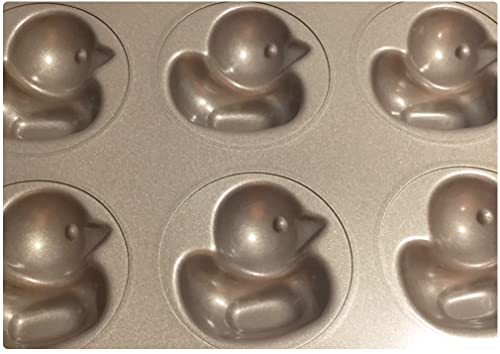 PALPLUS Duck Bird Shape Pans for Baking 6-Cavity Cake Pan Non-Stick Bake-ware Mold for Oven Baking Champagne Gold For Baking Decorating