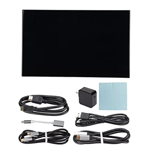 Rengu Portable Touch Screen, 15.6 Inch PD Charging, 15.6 Inch 4K Touch Screen, Clear Sound with Two Speakers for Phone, Laptop and Computer (US Plug)