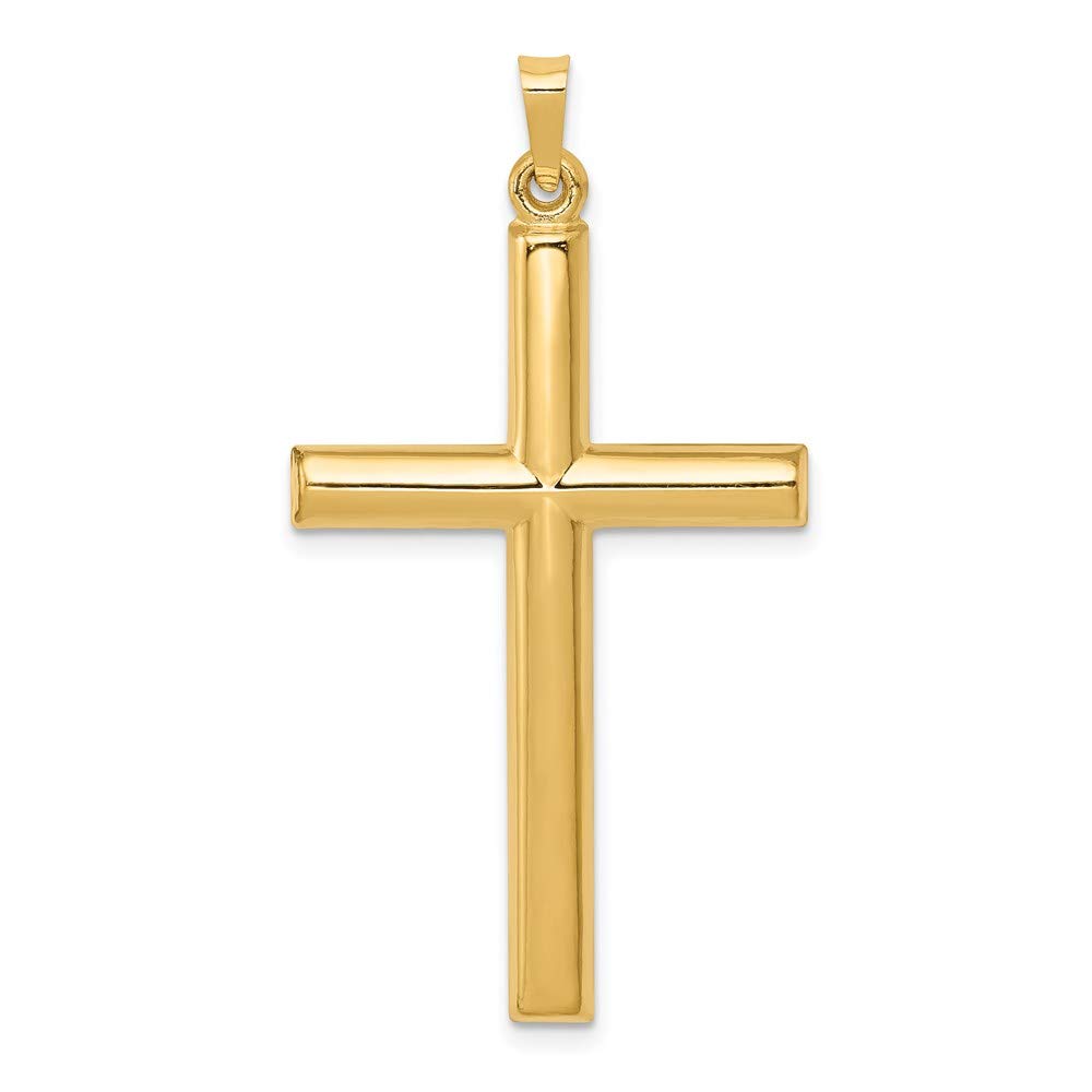 Jewelry Pilot 14K Yellow Gold High Polish Finish 40mm x 21mm Rounded Cross Pendant