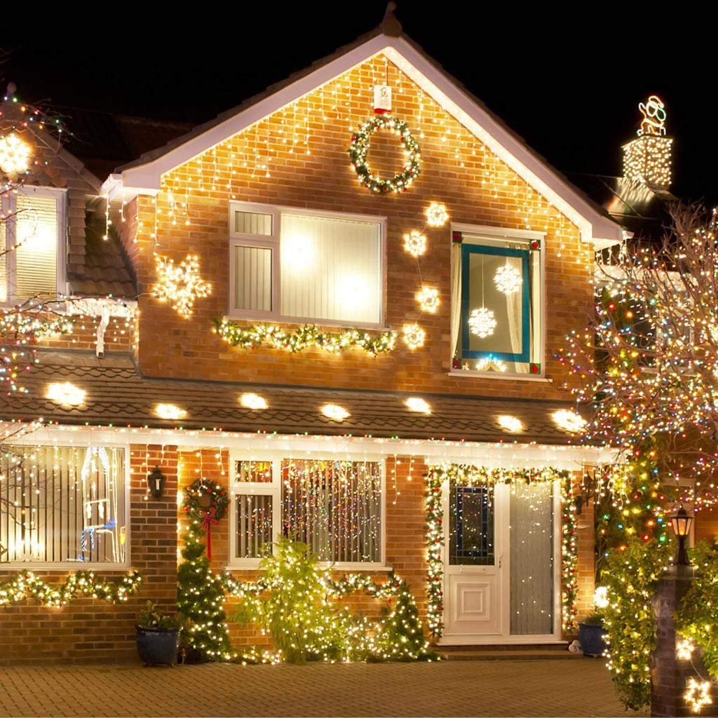 LED Fairy String Lights Twinkle Net Light Firefly Starry Super Bright 8 Lighting Modes Controller Christmas Tree Wedding Party Garden Yard Lawn Patio Decoration Curtain Lights (Warm White, 4.9X4.9ft)