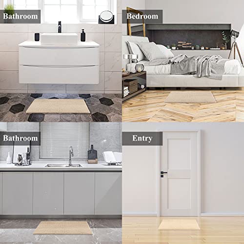 PSBP BEAUTY 2-Piece Bathroom Rugs Set, Premium Bathroom Mats for Bathroom Floor, Small Machine Washable Chenille Bath Rug, Non Slip and Super Absorbent, (30" x 20" Plus 24" x 17", Beige)