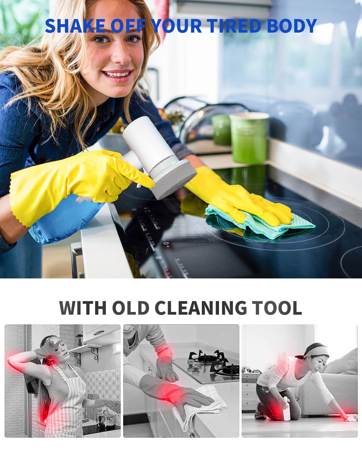 PTILOTD Electric Spin Scrubber, Dual-Speed Electric Cleaning Brush with 5 Replaceable Brush Heads for Cleaning Kitchen/Wall/Window/Sink/Dish/Grout Outdoors Indoors