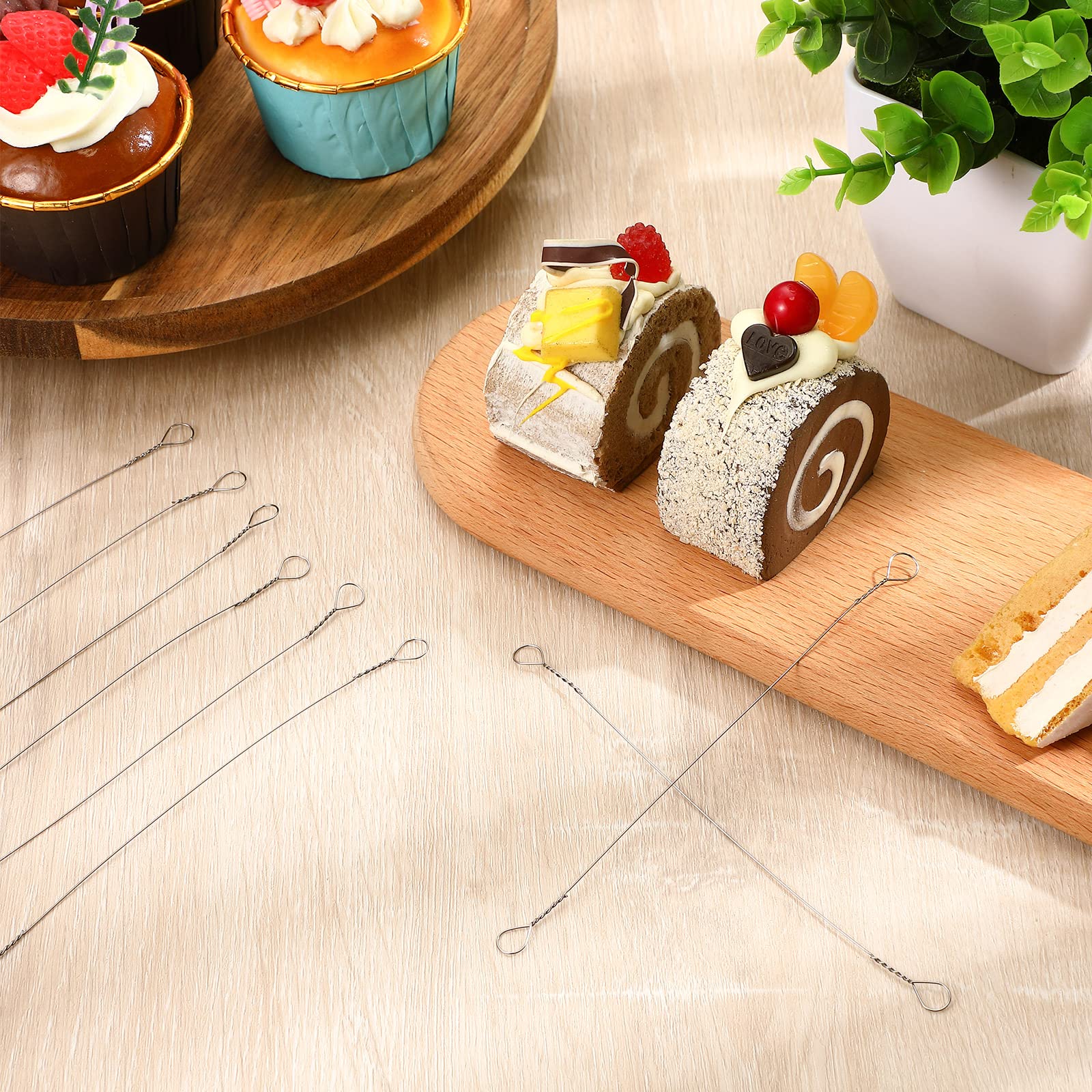 Nuanchu 10 Pcs Cheese Slicer Wire Replacement Cheese Cutter Wire for Block Cheeses Butter Cutting Polished Marble Cheese Slicer Board Wire (Style 1)