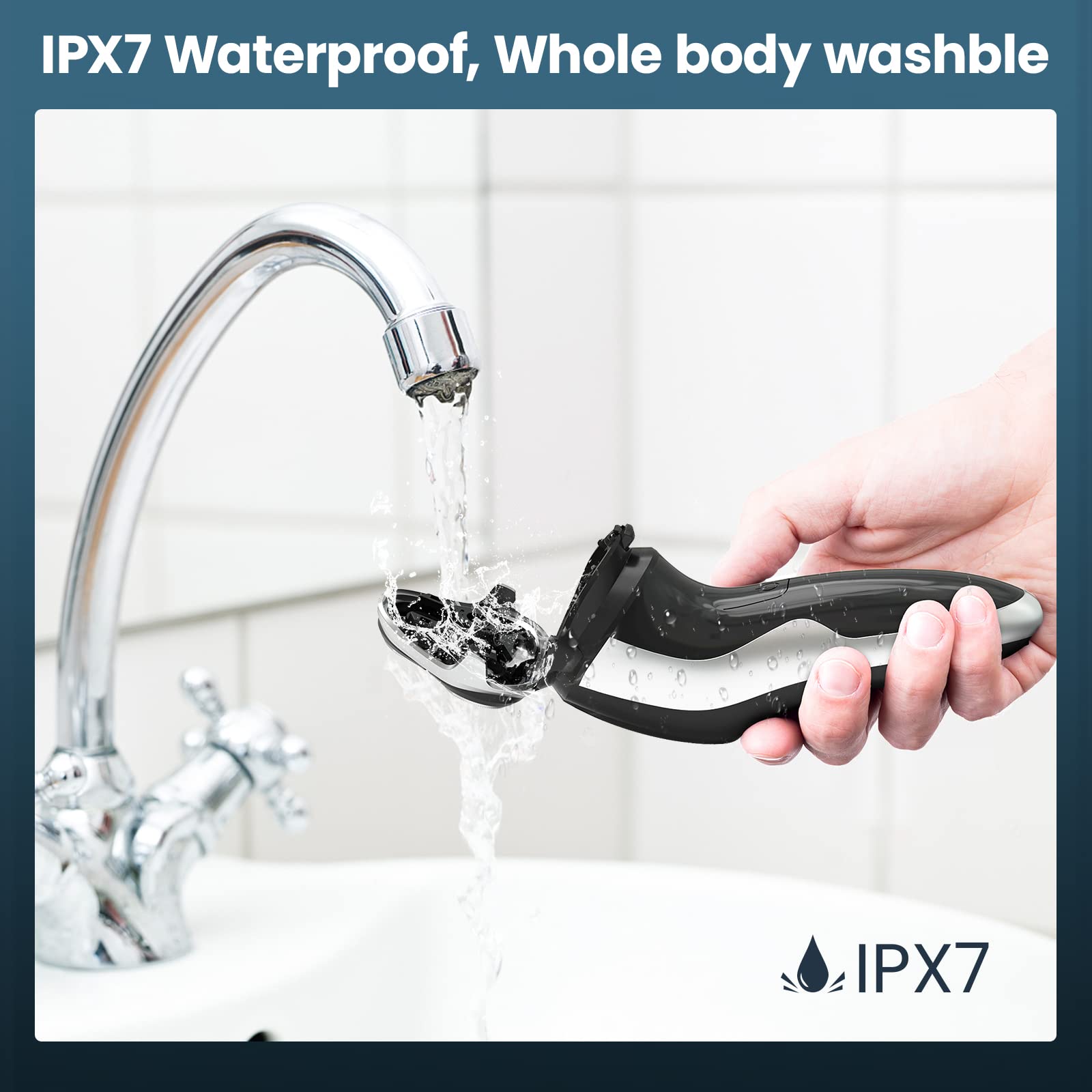 SweetLF Waterproof IPX7 Electric Shaver, Wet & Dry Rotary Shavers for Men, 3D Rechargeable Electric Razor with Pop-up Trimmer