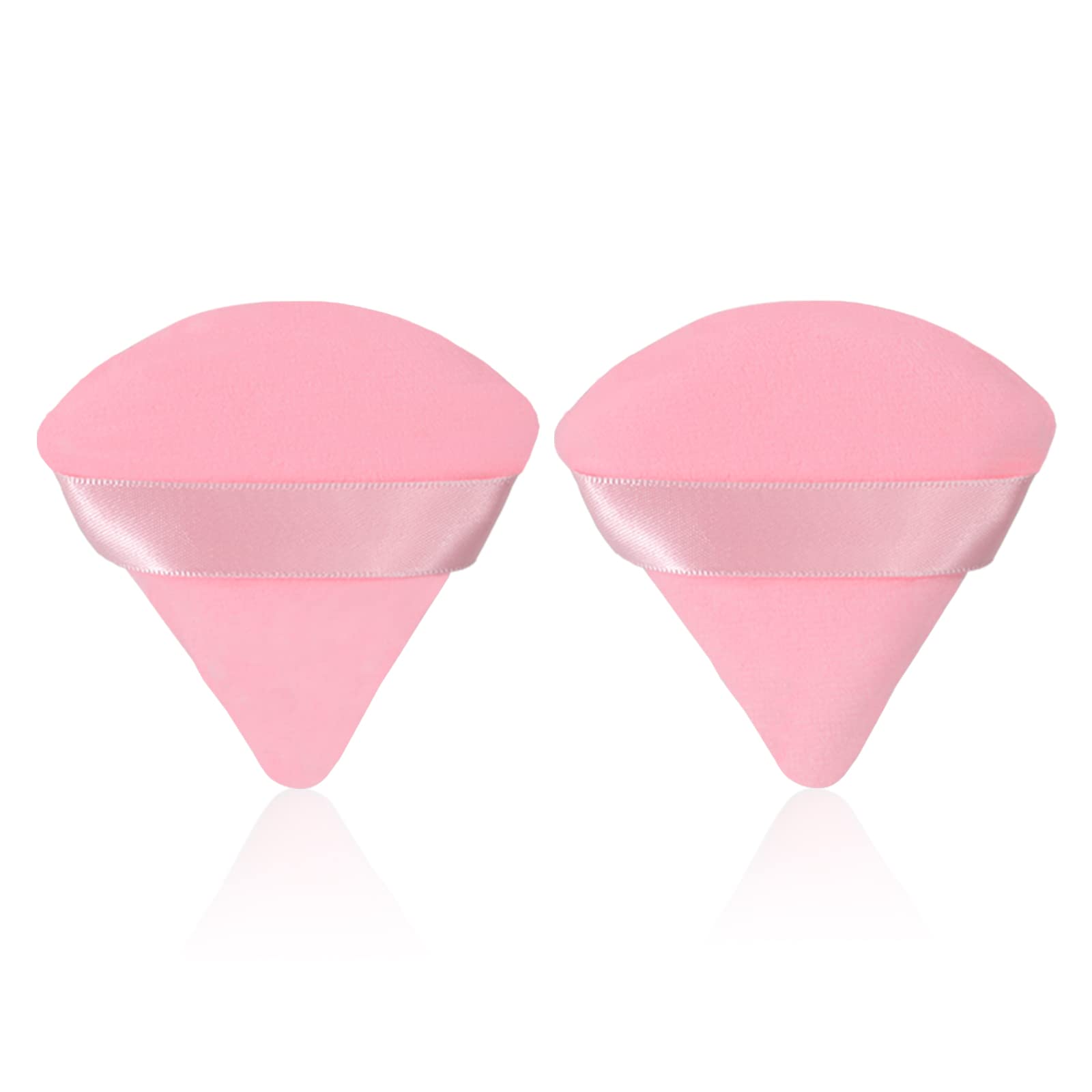 Pufandor 2Pcs Powder Puffs for Face Powder Triangle Powder Puff - Makeup Setting Powder Puff Ultra Soft Makeup Powder Puffs Velour Puffs Makeup Puffs for Powder, Makeup Puff for Women Cosmetic(Pink)