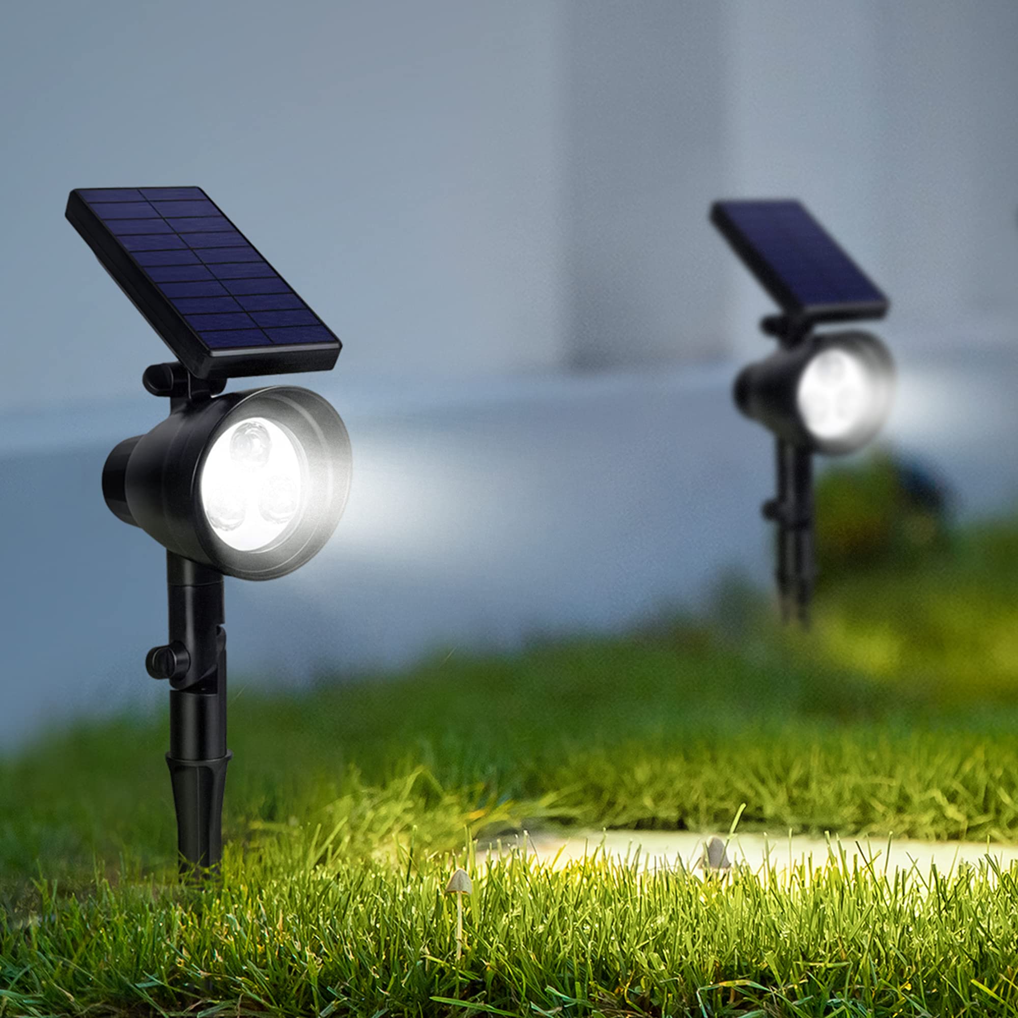 InnoGear Solar Lights, 2-in-1 Waterproof 3 LED Solar Spotlights Adjustable Wall Light Landscape Lighting Security Light Outdoor Auto On/Off for Patio Deck Yard Garden Driveway, Pack of 2